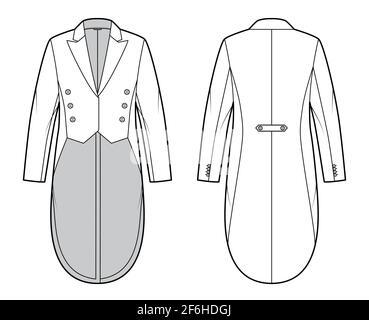 Dinner jacket tuxedo technical fashion illustration with double ...