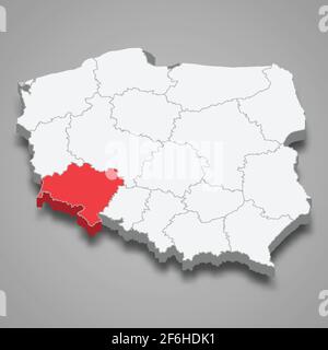 3d isometric Map of Lower Silesia is a region of Poland with national ...