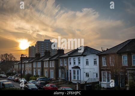 A suburban street with typical middle class houses in Australia Stock ...