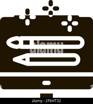 Front-end development black glyph icon. Practice of converting data to ...