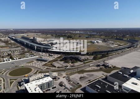 Aerial view of Indianapolis Motor Speedway site of former US Grand Prix ...
