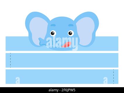 Printable elephant paper hat. Party crown die cut template for birthday ...