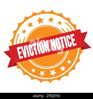 EVICTION NOTICE text on orange vintage grungy round rubber stamp Stock ...