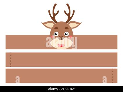 Printable deer paper hat. Party crown die cut template for birthday ...