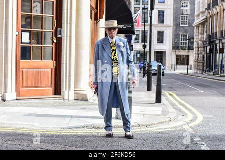 Mr George Skeggs commonly known as Soho George, wearing his unique ...