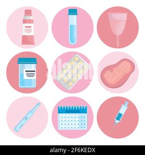 pregnancy nine icons Stock Vector Image & Art - Alamy