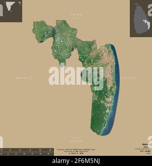 Ampara, district of Sri Lanka. High resolution satellite map. Locations ...