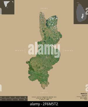 Badulla, district of Sri Lanka. High resolution satellite map ...