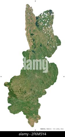 Badulla, district of Sri Lanka. High resolution satellite map. Corner ...