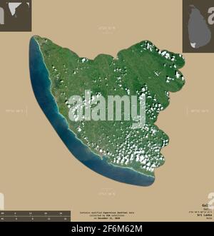 Galle, district of Sri Lanka. High resolution satellite map. Corner ...