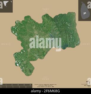 Kandy, district of Sri Lanka. High resolution satellite map. Corner ...