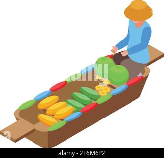 Culture floating market icon. Isometric of Culture floating market ...