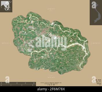 Bac Ninh, province of Vietnam. High resolution satellite map. Corner ...