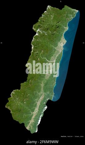Hualien, county of Taiwan. High resolution satellite map. Locations and ...