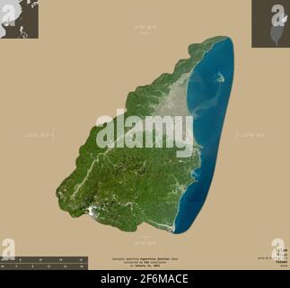 Yilan, county of Taiwan. High resolution satellite map. Locations and ...