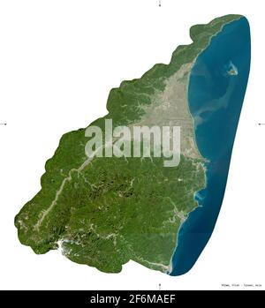 Yilan, county of Taiwan. High resolution satellite map. Locations and ...