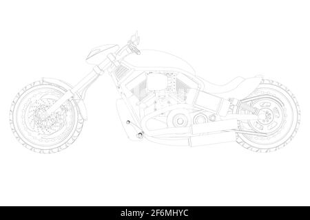 Motorcycle contour from black lines isolated on white background ...