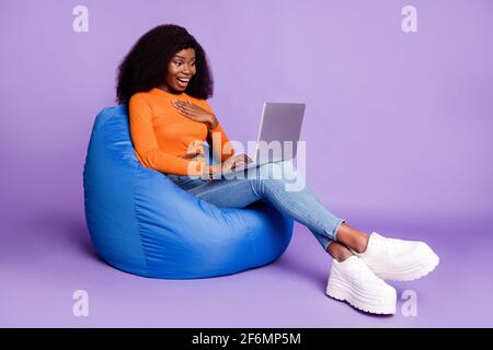 Profile photo of excited nice girl arms hold wheel look empty space ...