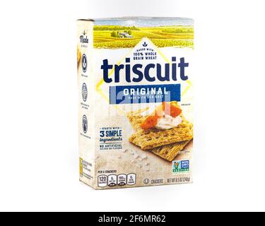 Box of Triscuit snack crackers, whole wheat wafers Stock Photo - Alamy