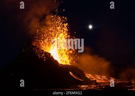 Fagradalsfjall Volcano Eruption in Geldingadalur Iceland, Volcanic ...