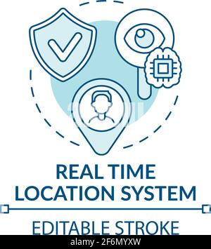 Real time location icon linear logo mark set collection in black and ...