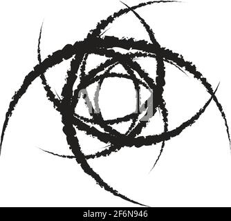 Harsh, textured, grungy symbol, icon. Random intersected textured lines ...