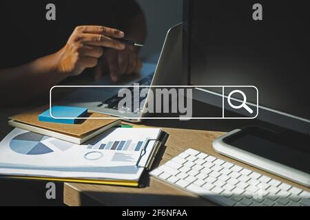 Businessman using Searching Browsing Internet internet of things (IoT ...
