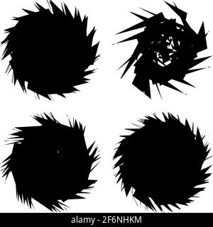 Chaotic edgy, sharp textured random geometric radial abstract art ...