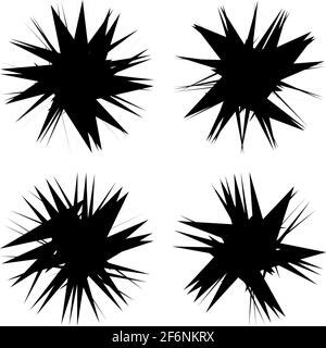Chaotic edgy, sharp textured random geometric radial abstract art element. Harsh, rough, pointed ...
