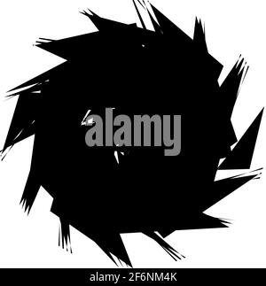 Chaotic edgy, sharp textured random geometric radial abstract art ...