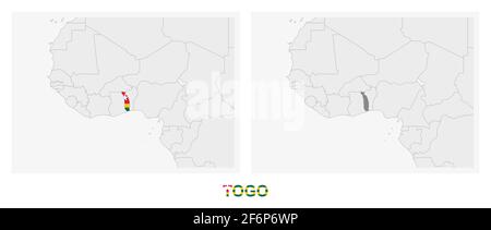 Togo map in dark color, oval map with neighboring countries. Vector map ...
