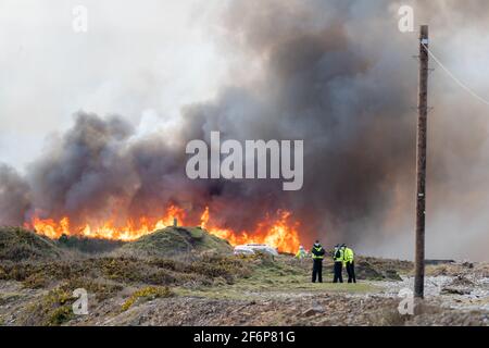 30 March 2021. Wildfire strikes woodland area near Kingston in Moray ...