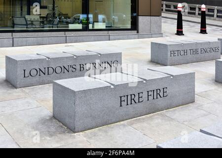 Granite stone bench seats at Monument Column inscribed words from ...