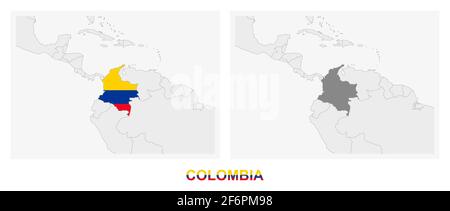 Colombia map highlighted in Colombia flag colors, gray map with ...