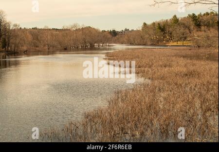 Concord River is almost 16 miles long. It flows thru 8 towns and 1 city ...