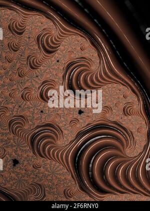 Brown white fractal on black background. Fantasy fractal texture ...