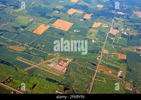 Panoramic landscape view of small airport altiport runway on the side ...