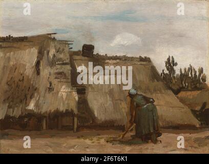 A Peasant Woman Digging in Front of Her Cottage. Vincent van Gogh. c ...