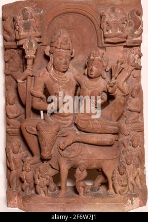 God Shiva Seated in Loving Embrace with Goddess Uma on the Bull Nandi ...