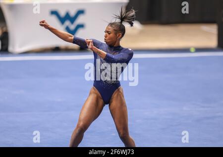 Morgantown, WV, USA. 2nd Apr, 2021. Ohio State's Alexis Haskins smiles ...