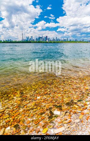 Lake Ontario showing Skyline view of Toronto shoreline in Summer Stock ...