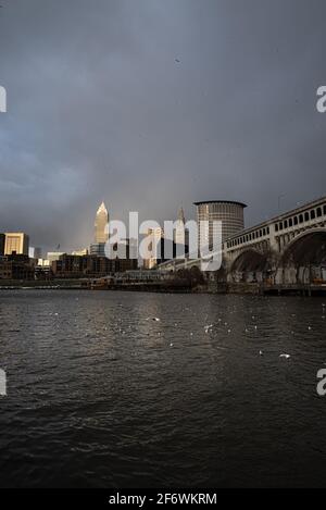 Cleveland Ohio Skyline from Heritage Park Stock Photo - Alamy