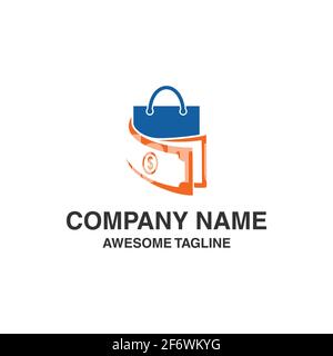 shopping money logo. financial shop icon. vector logo template ready ...