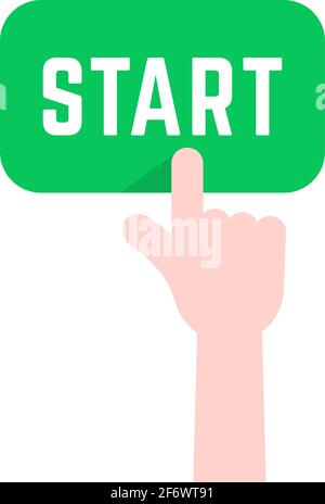 Finger Push Button flat vector icon. Simple solid symbol isolated on ...