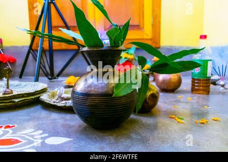 isolated Hindu traditional Kalasa pot In white background Stock Photo ...