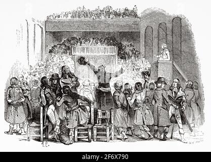 Jacobin Club in the Jacobin Monastery in 1789 Paris, France. Old XIX ...