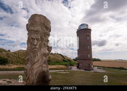 Wooden sculpture of the four-headed slavic god Svantovit at the slavic ...
