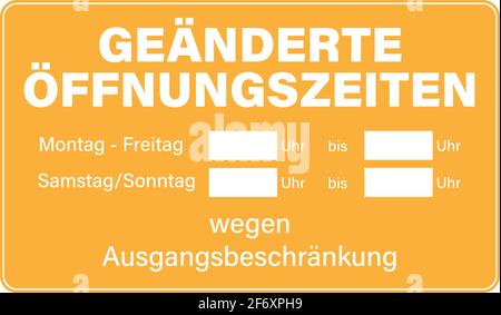 changed opening hours sign template with text CHANGED BUSINESS HOURS ...