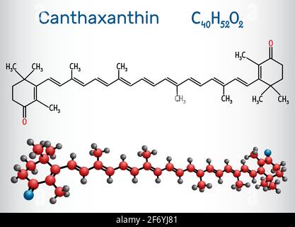 Canthaxanthin, molecule. It is carotenone, keto-carotenoid, terpenoid ...