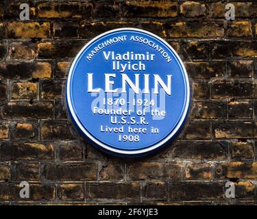 Vladimir Ilyich Lenin Blue Plaque on Tavistock Place, London, NW1 Stock ...